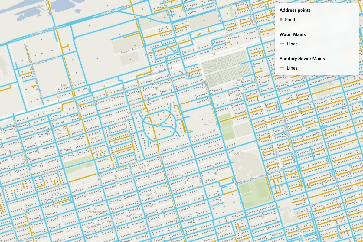 Galveston's Sewer & Water - Felt Map Gallery